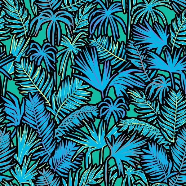 Vector seamless graphical artistic topical foliage pattern — Stock ...