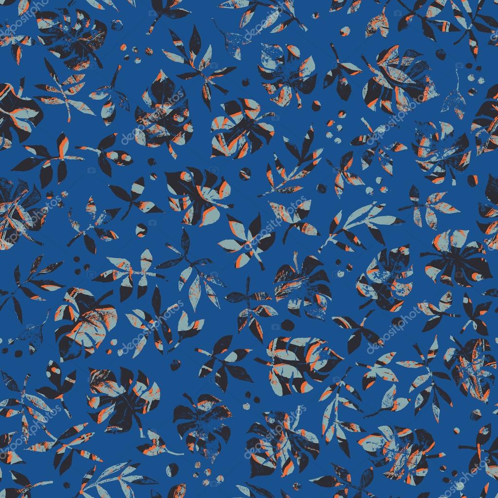 Seamless graphical tropical foliage pattern with texture — Stock Photo ...