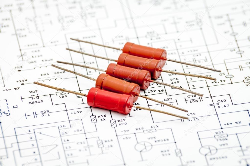 Pack of resistors on circuit diagram Stock Photo by ©Abraksis 101462996