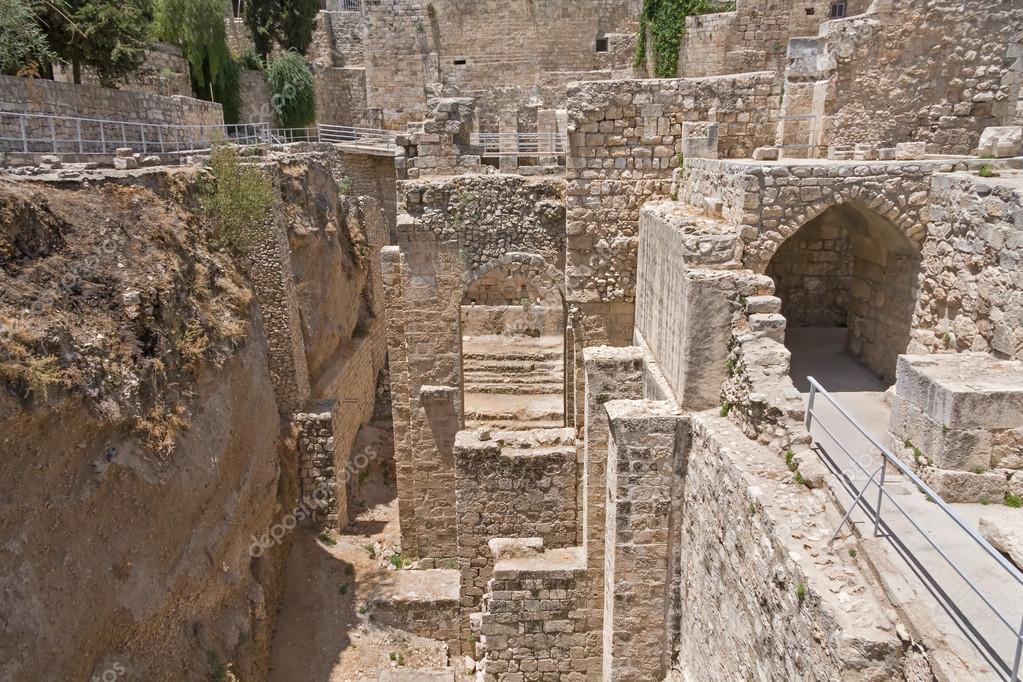 Ancient Pool of Bethesda ruins in Old City of Jerusalem Stock Photo by ...