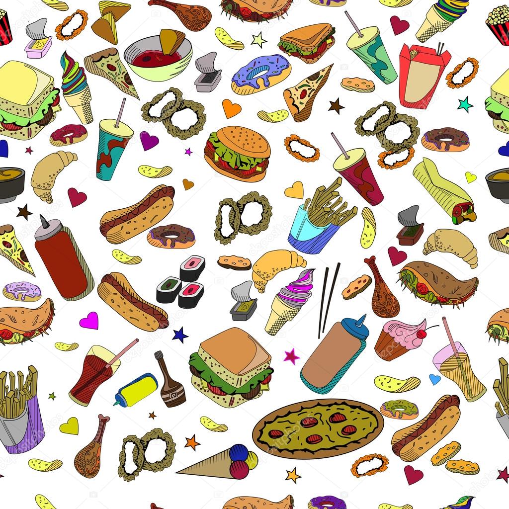 Fast food seamless design vector line art Stock Vector Image by ...