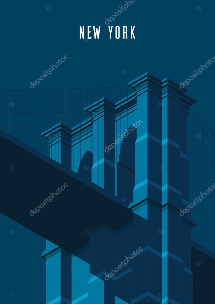 Brooklyn Bridge Night Vector