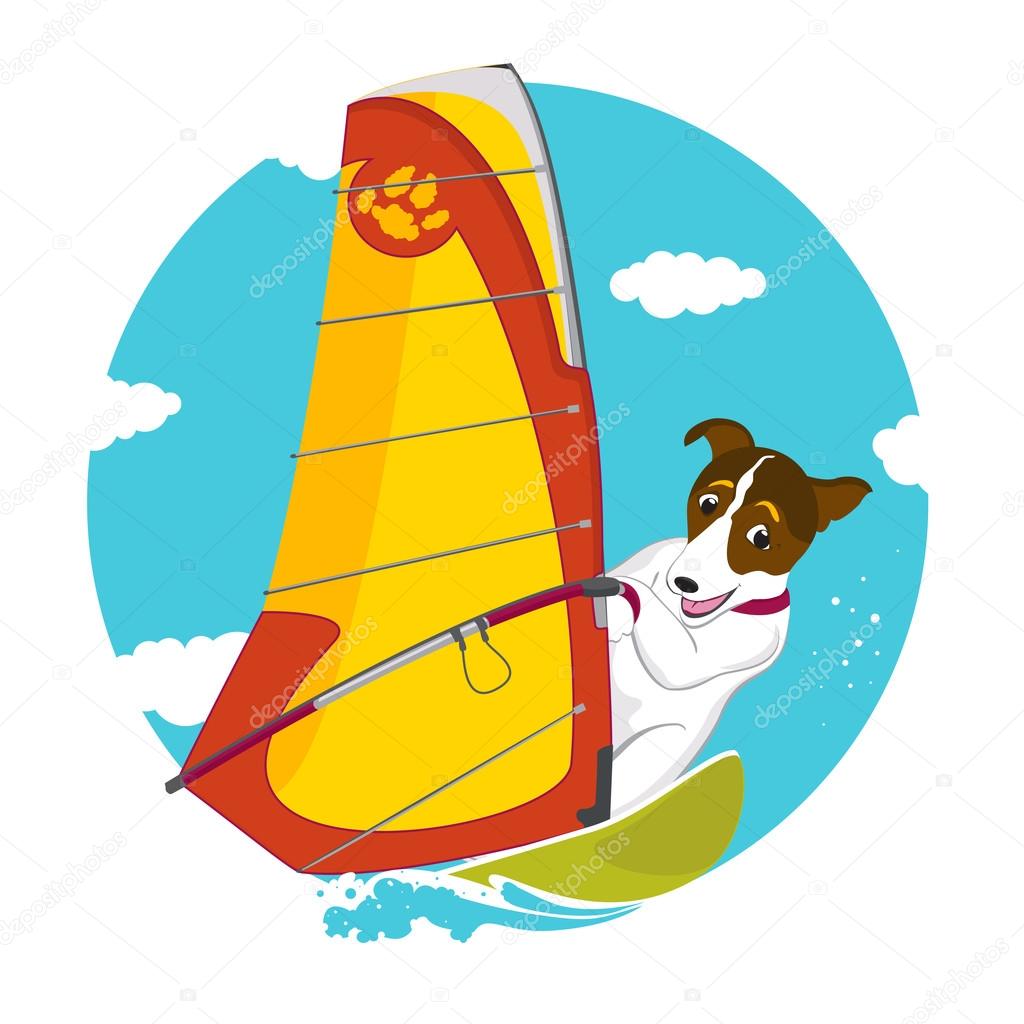 Happy dog surfing — Stock Vector © Picinari #111408840
