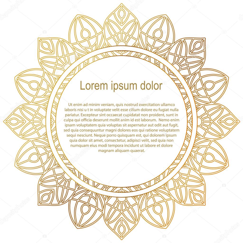 Round gold border frame. Mandala ornament. — Stock Vector © hakabachan ...