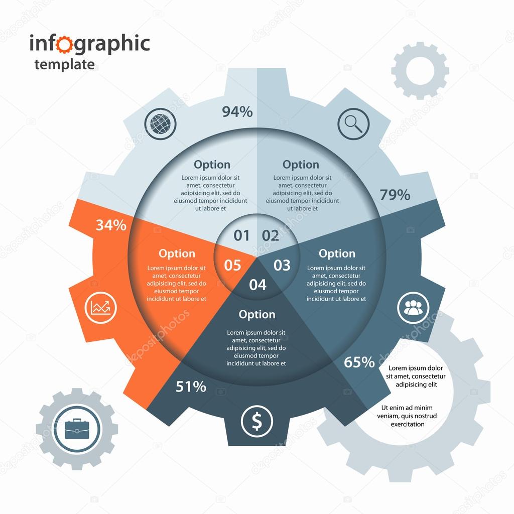 Vector gear circle infographic template for business and industry Stock ...