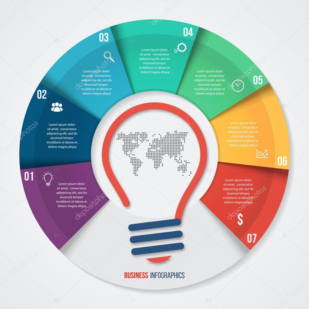 Vector idea pie chart infographic template for graphs, charts, diagrams ...