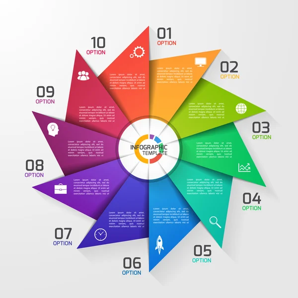 Windmill style circle infographic template for graphs, charts, diagrams. Business, education and ...