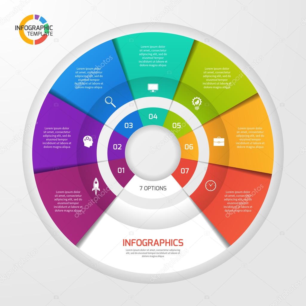 Vector circle infographic template for graphs, charts, diagrams. Pie ...