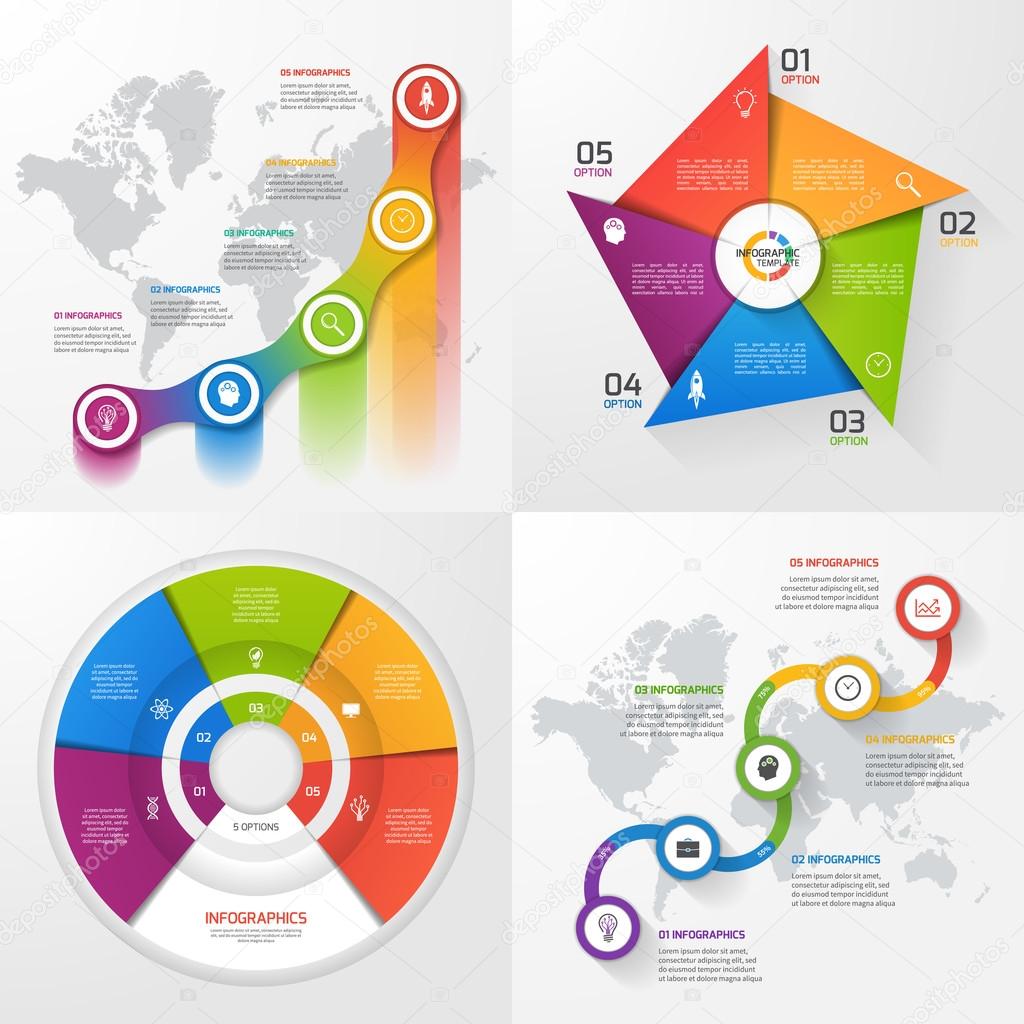 Set of four vector infographic templates. — Stock Vector © rikkyal ...