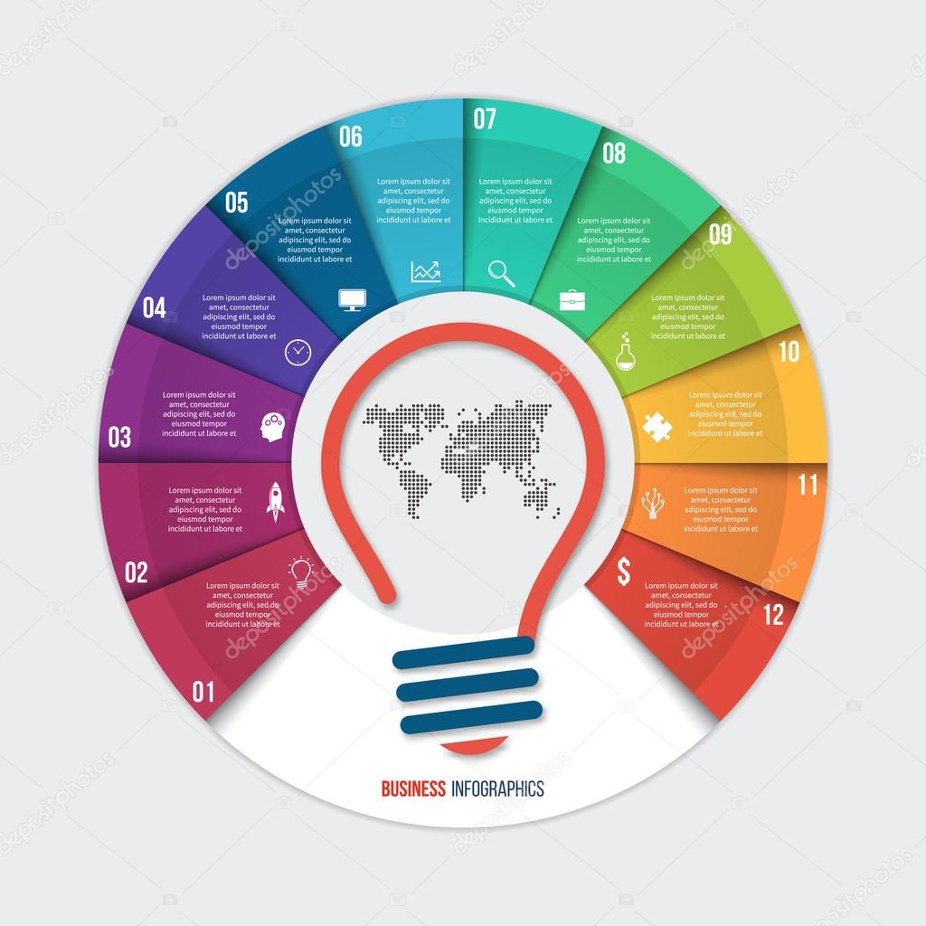 Vector idea pie chart infographic template for graphs, charts, diagrams ...