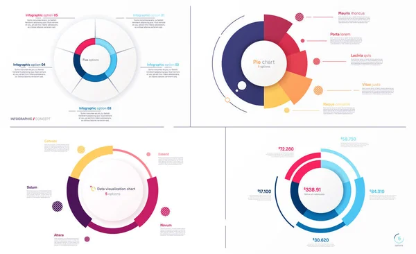 Set of vector circle chart designs, modern templates for creating ...