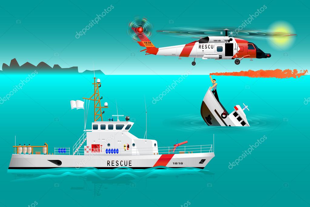 Equipos de rescate de helic pteros y barcos en el mar. Seguridad ...