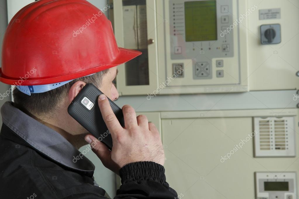 Engineer make call in power plant — Stock Photo © gezafarkas #107704908