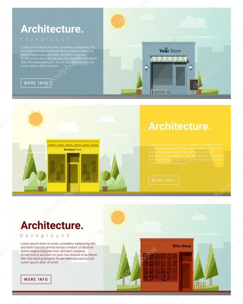 Cityscape background shops and stores banner,vector,illustration Stock ...