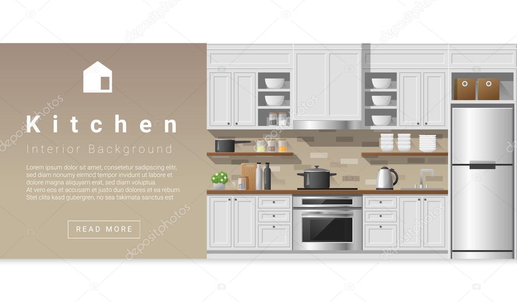 Interior design Modern kitchen background , vector, illustration Stock ...