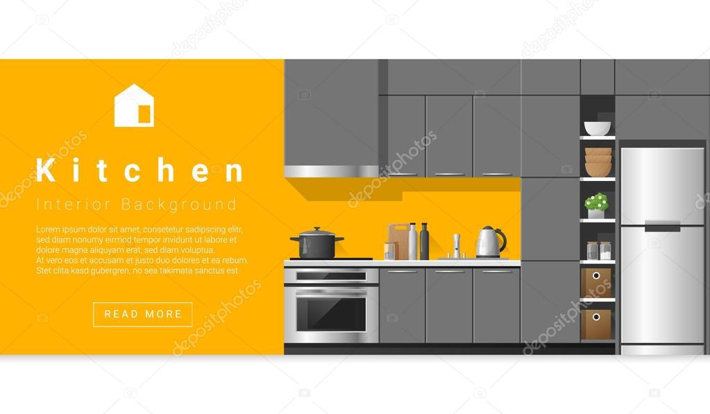 Interior design Modern kitchen background , vector, illustration Stock ...