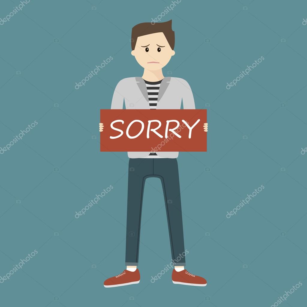 Man Holding Sorry Sign Stock Vector Image by ©fancy.tapis.gmail.com ...