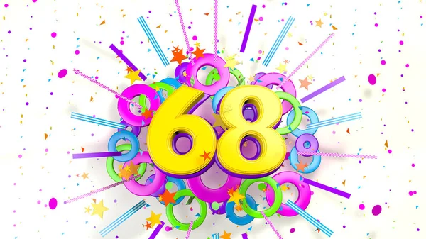 Número 68 para promoción, cumpleaños o aniversario en una explosión de ...