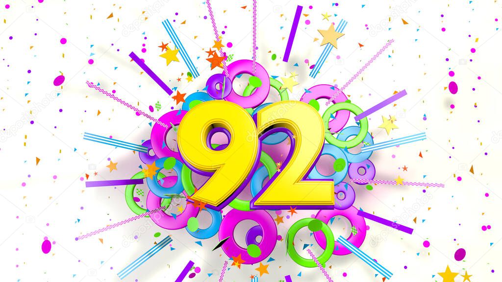 Número 92 para promoción, cumpleaños o aniversario en una explosión de ...