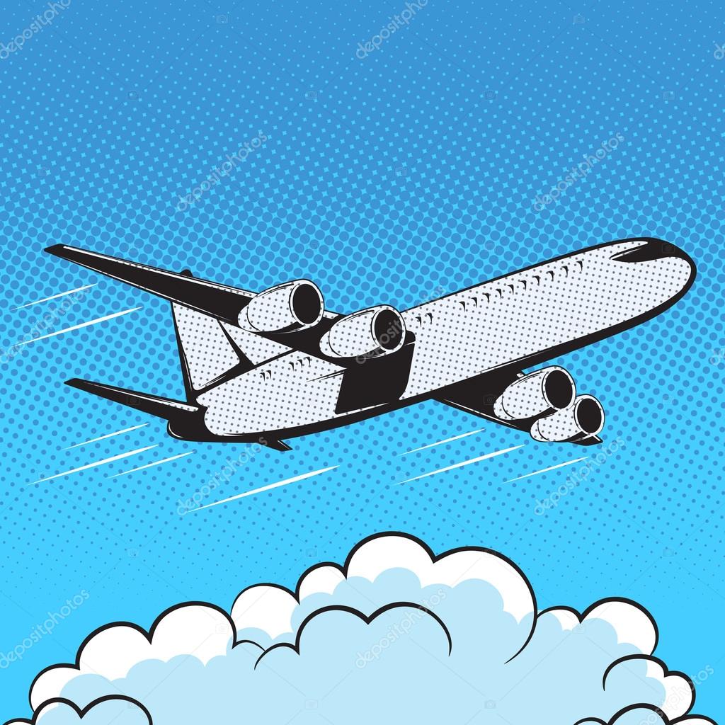 Flugzeug-retro-Stil-Pop-Art-Luft — Stockfoto #98158774