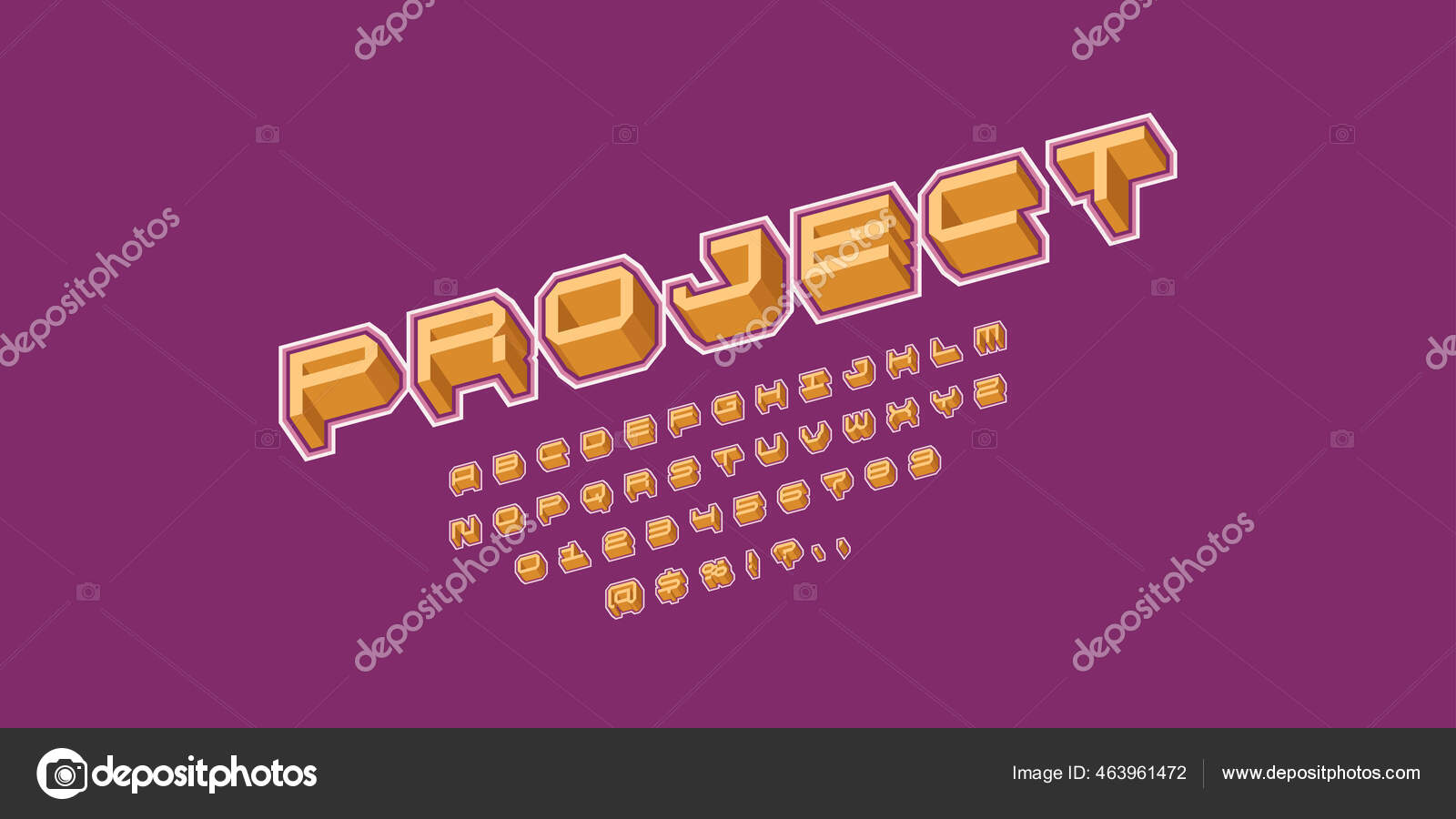 Three-dimensional characters in isometry. Alphabet font. Capital ...