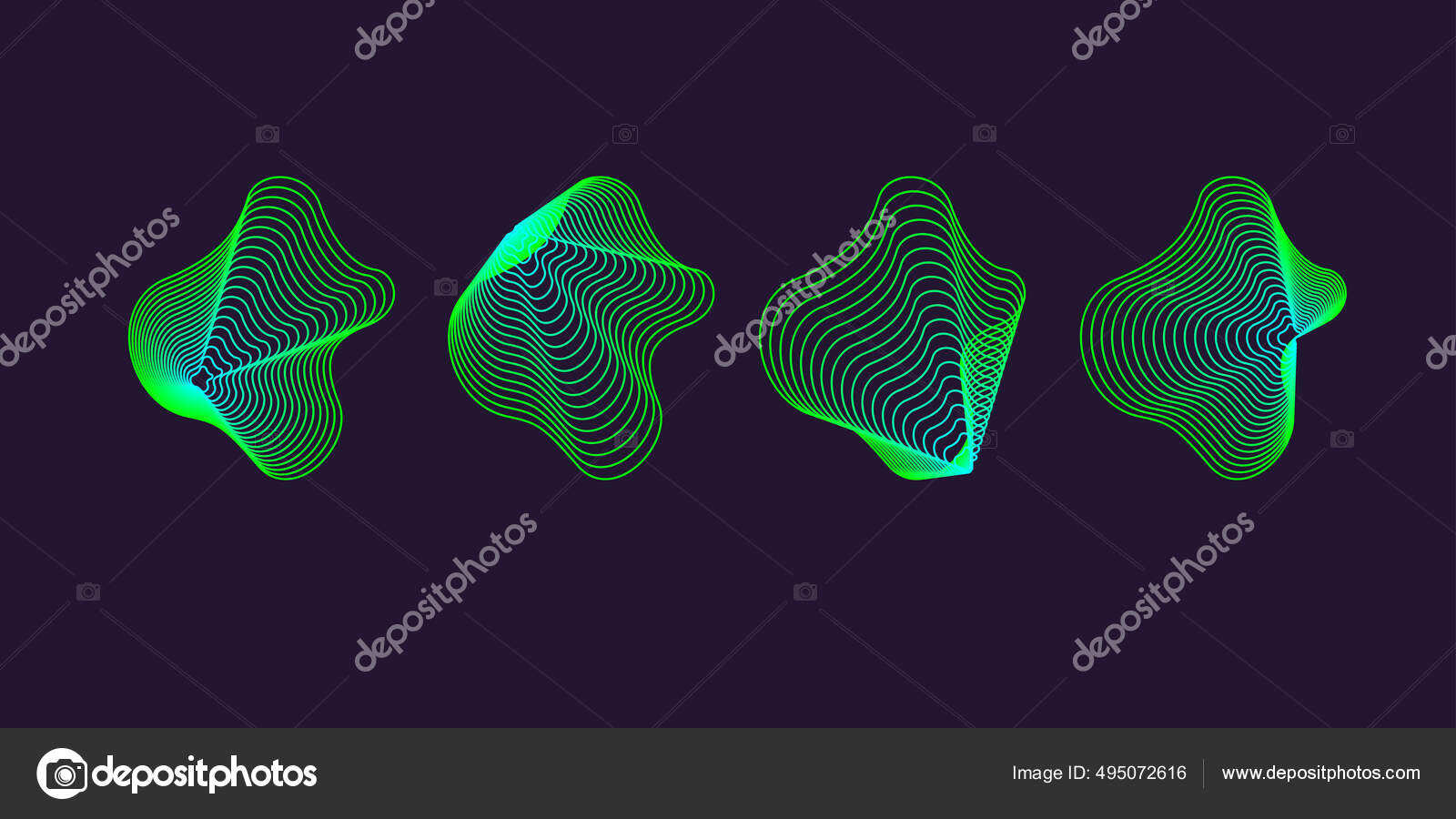 A set of amorphous shapes on a dark background. Abstract vector ...