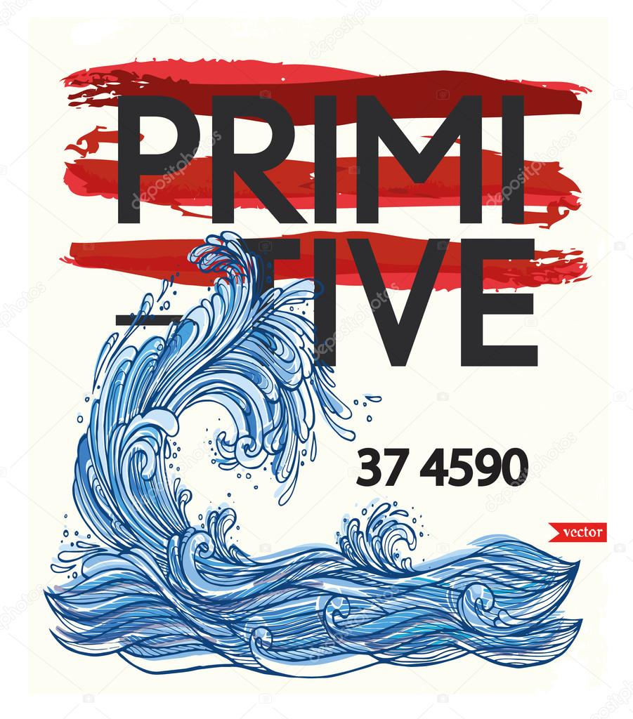 Ocean waves typography; t-shirt graphics; vectors; Ocean waves Stock ...