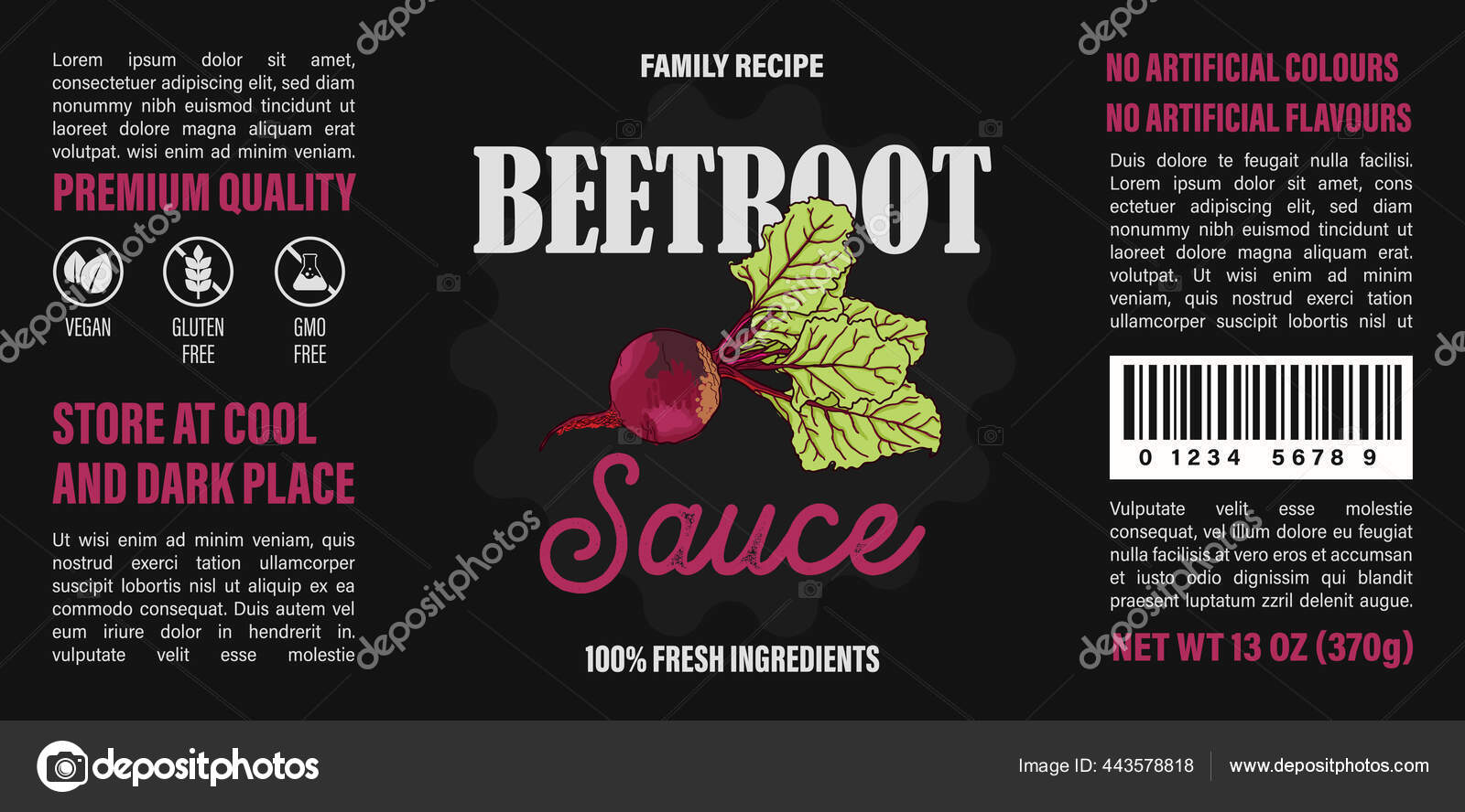 Family Recipe Beetroot Sauce Label Template Abstract Modern Vector ...