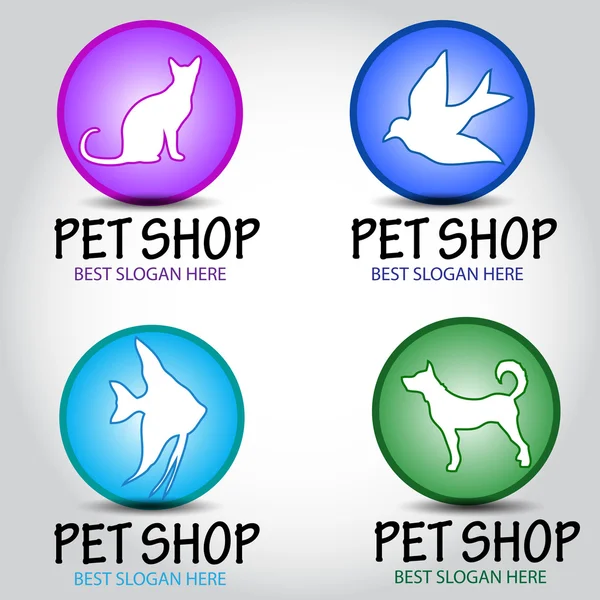 Pet shop logos. dog and cat logotype sign — Stock Vector ...