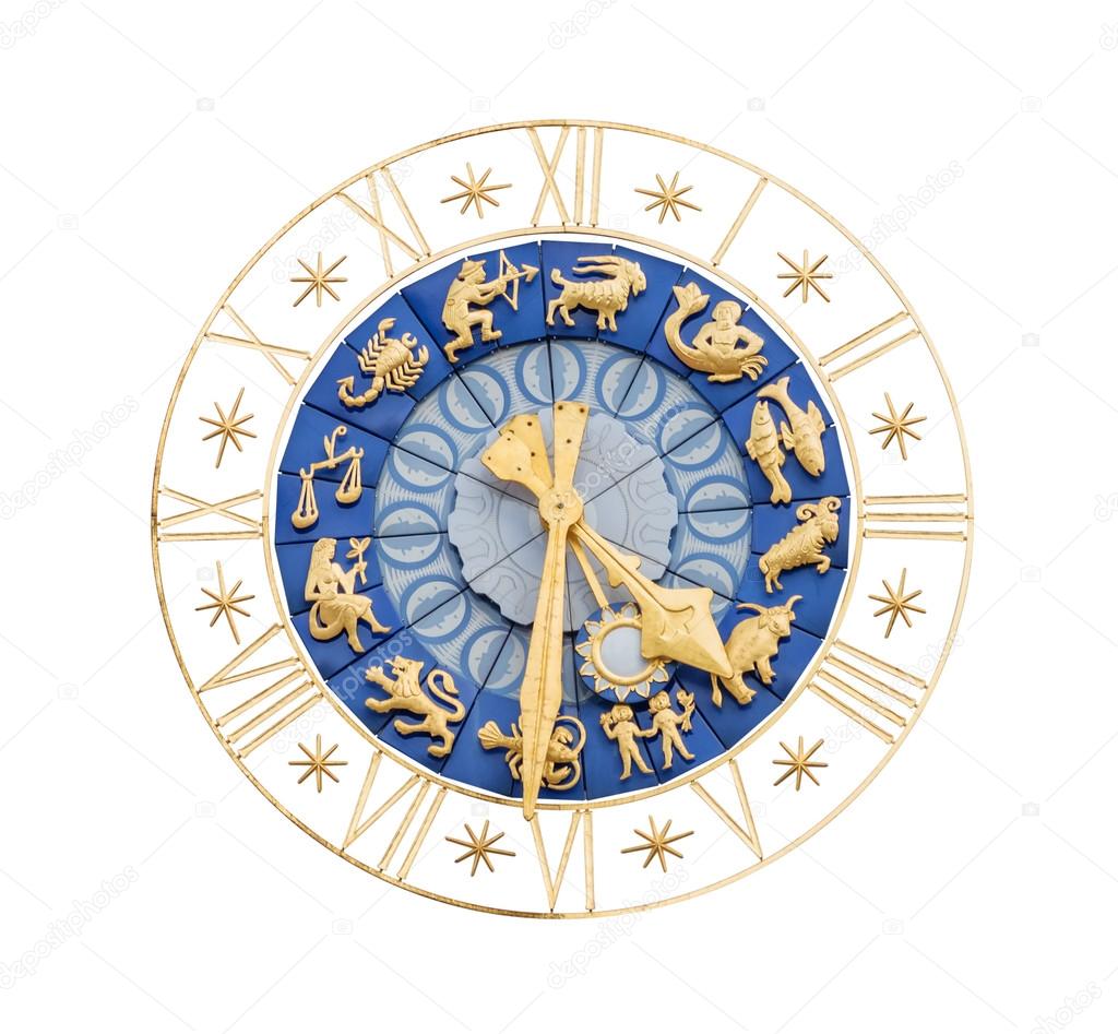 Medieval clock with Zodiac signs cutout Stock Photo by ©vkstudio 98640828