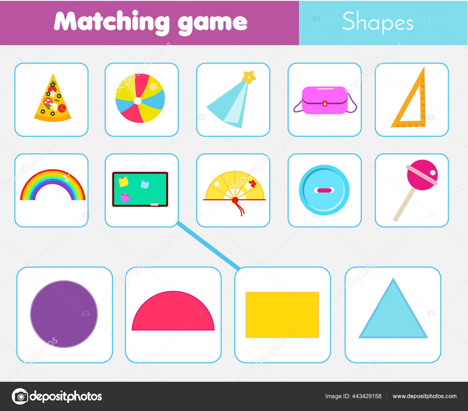 Educational Children Game Matching Game Worksheet Kids Match Shape ...