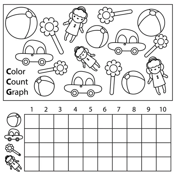 Color, count and graph. Educational children game. Color ice cream and ...
