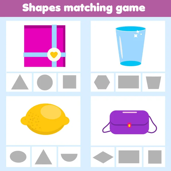 Educational Children Game Matching Game Worksheet Kids Match Shape ...