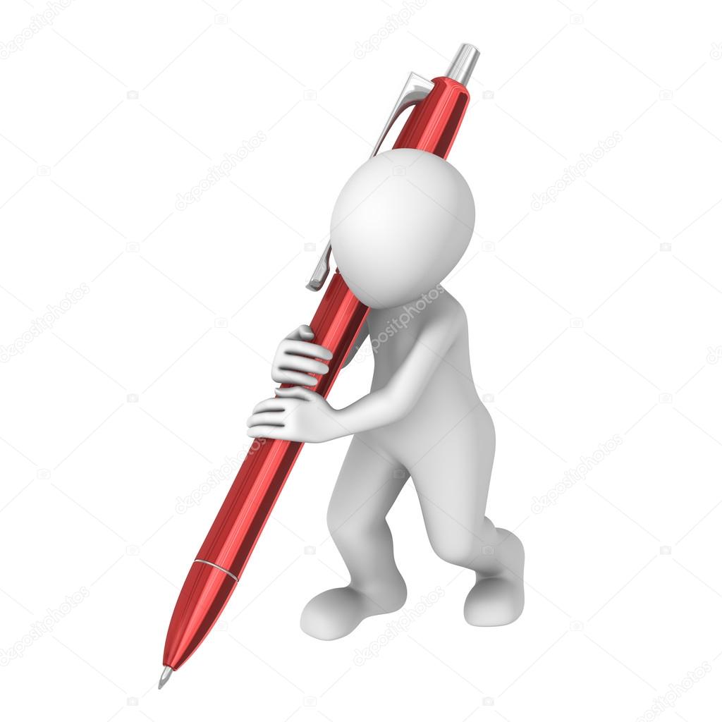 The 3d man signs the contract with a red pen Stock Photo by ©3D-Sparrow ...