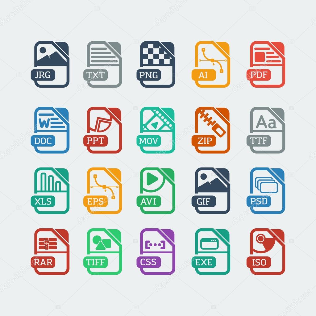 Iconos Formatos de archivo de color 2023