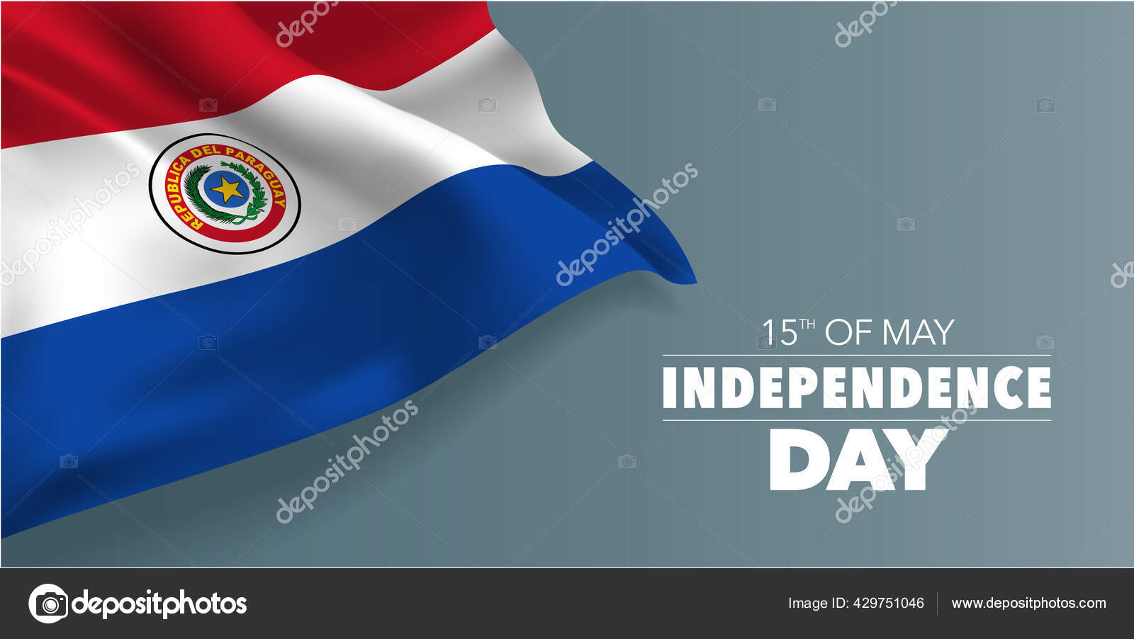 Paraguay Happy Independence Day Greeting Card Banner Template Text ...