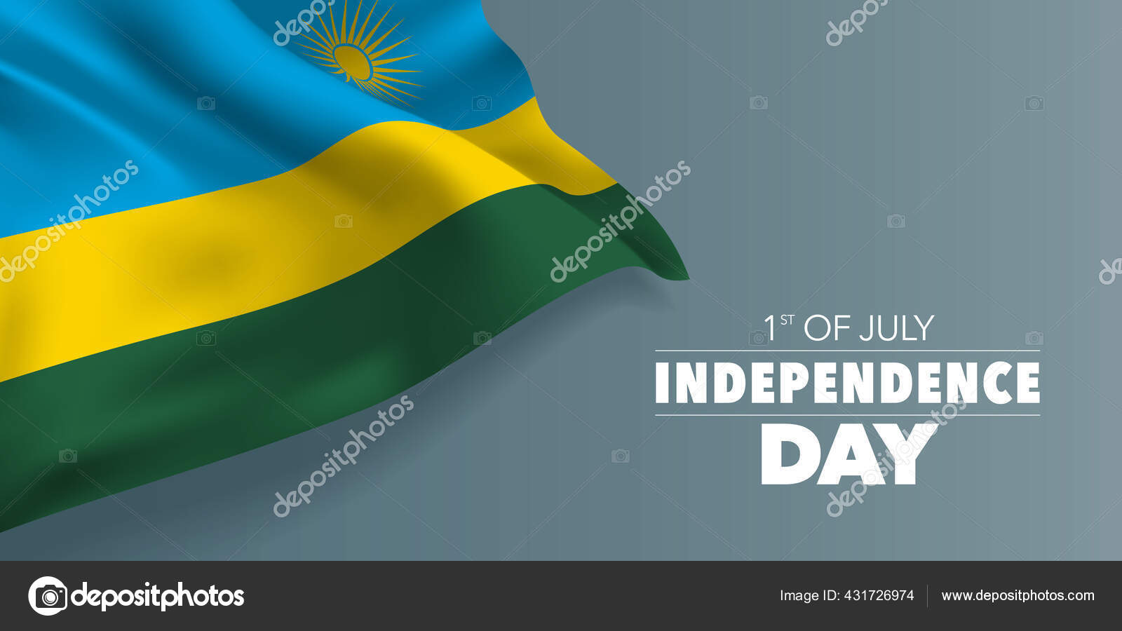 Rwanda Happy Independence Day Greeting Card Banner Template Text Vector ...