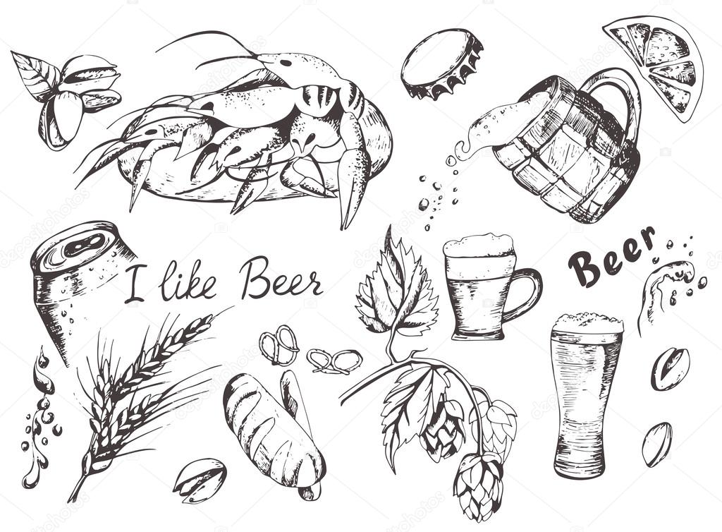 Beer and snacks set Stock Vector by ©KseniaT 121826336