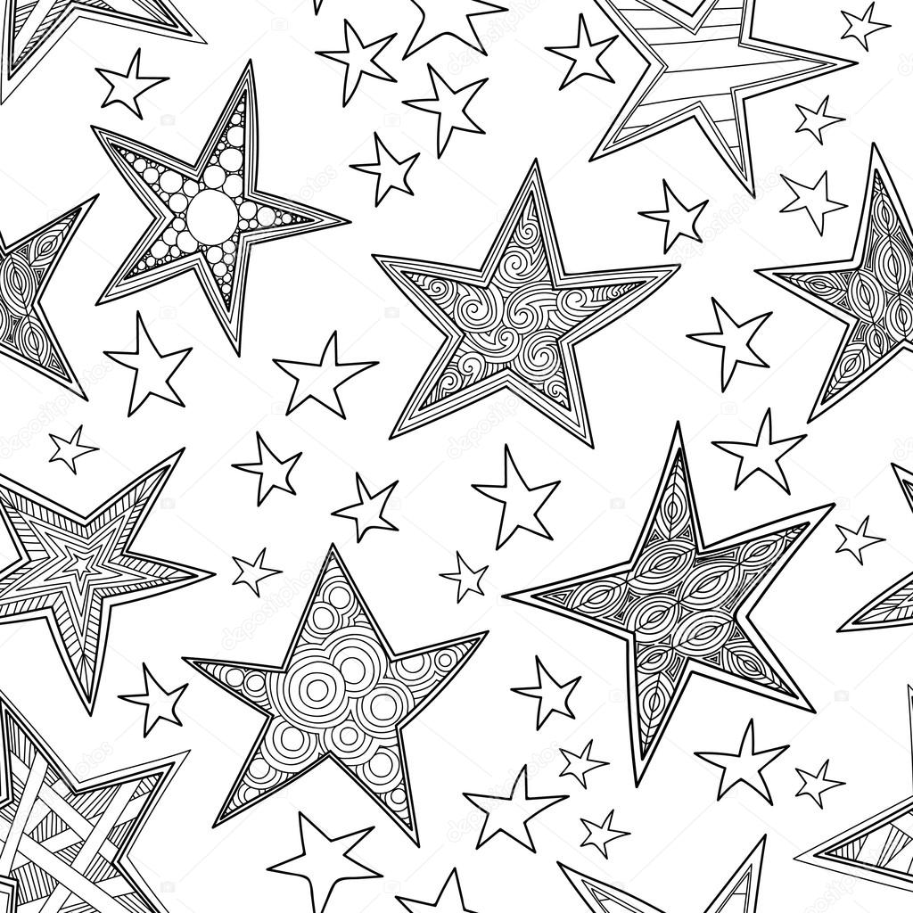 Zentangle style stars seamless pattern. Stock Vector Image by ...