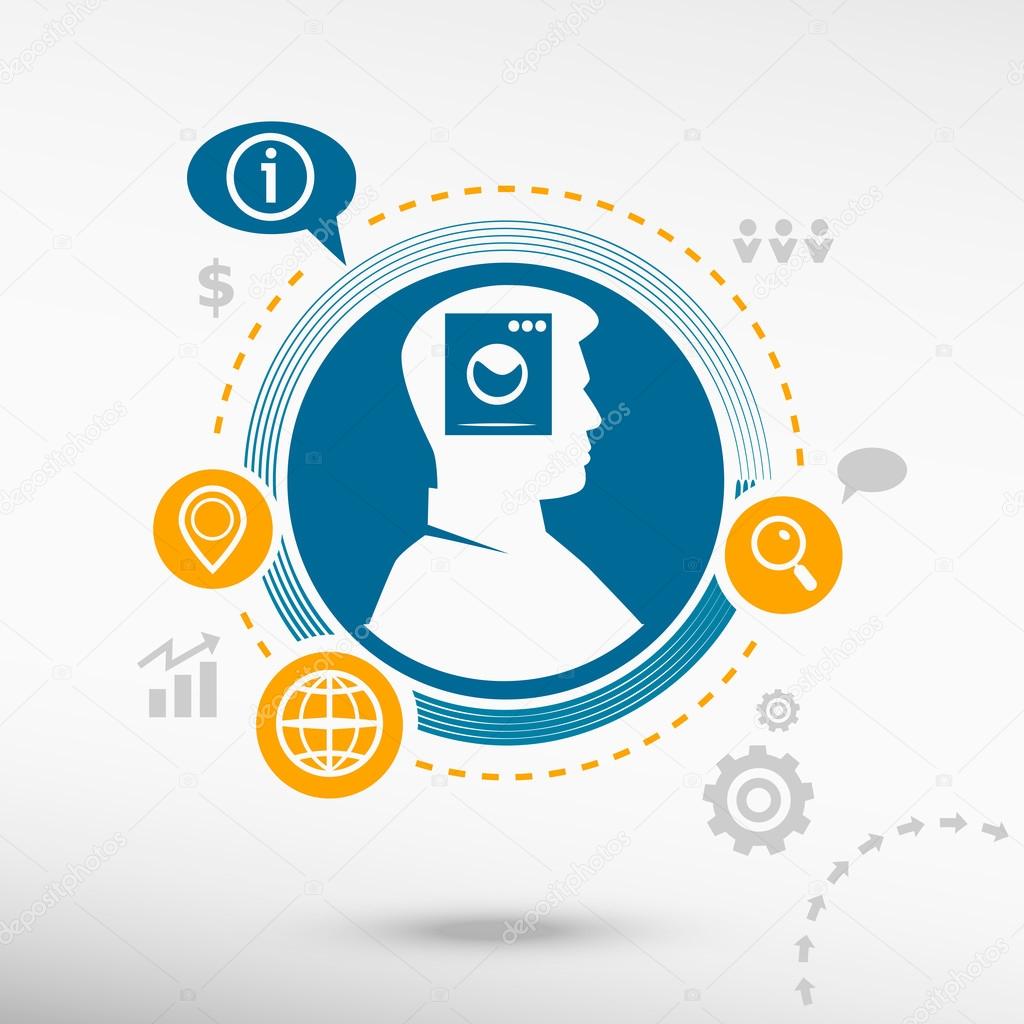 Lavadora y imagen de perfil de avatar masculino Vector de stock ...