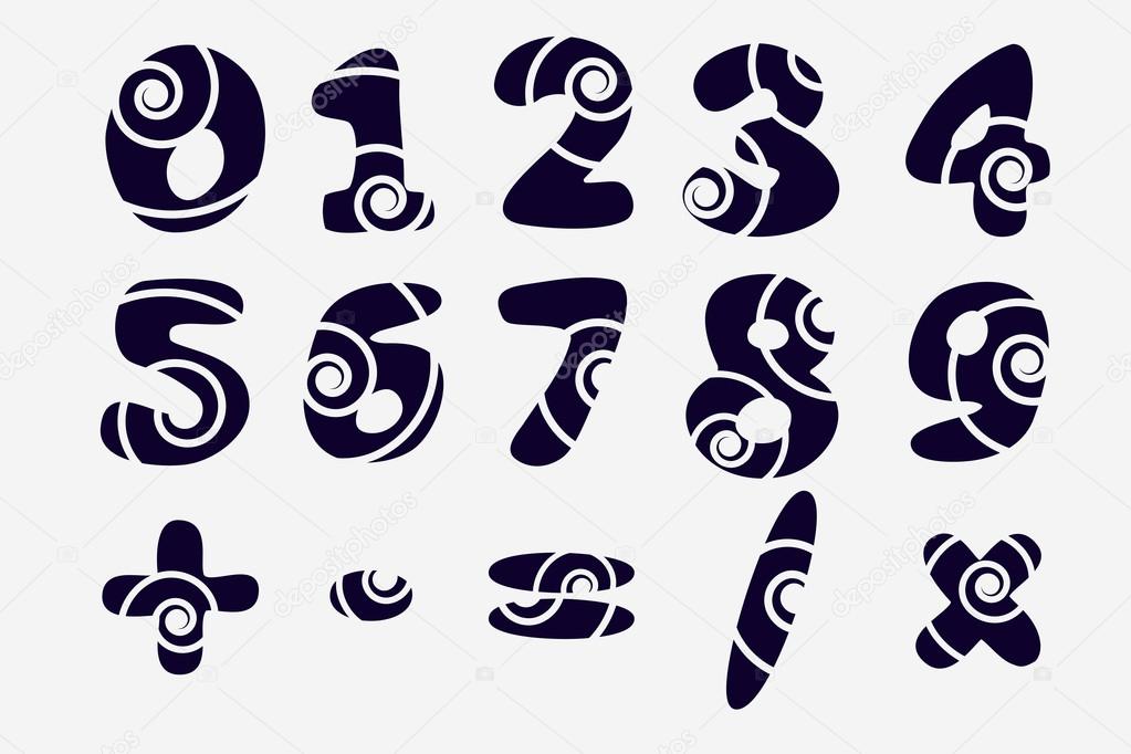 Numbers set in hand drawn comic style isolated on white backgrou Stock ...