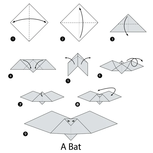 Krok za krokem návod, jak udělat origami labuť A. Stock Vektor od ...