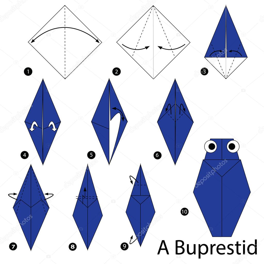Step by step instructions how to make origami A metallic wood-boring ...