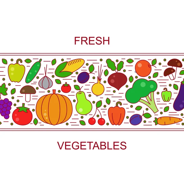 Fresh vegetables line vector illustration Stock Vector Image by ...