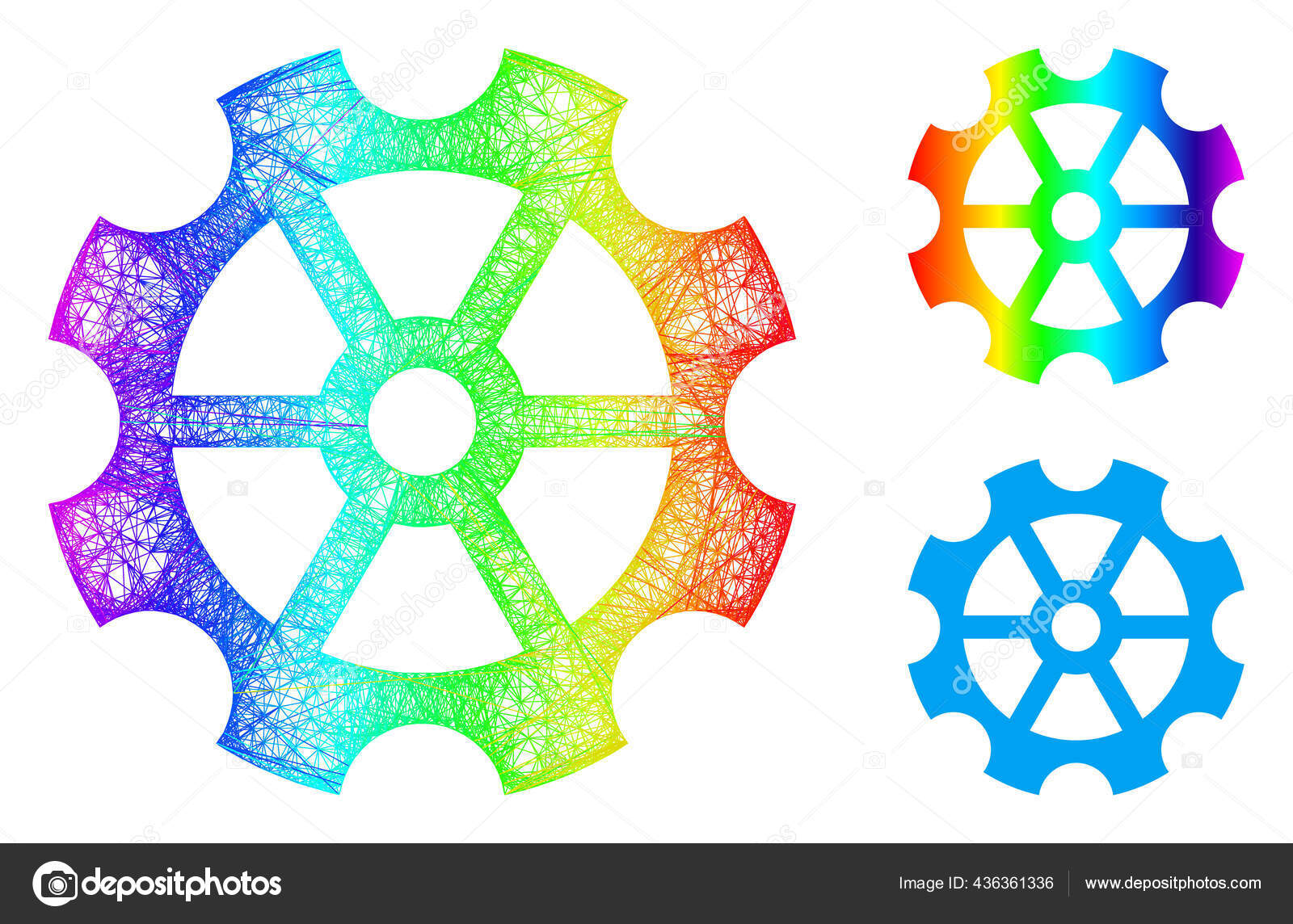 Rainbow Net Mesh Gradient Gear Icon Stock Vector Image by ...