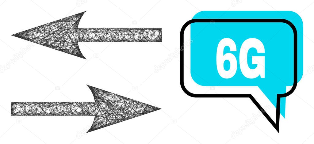 Icono de flechas de intercambio horizontal de malla y globo de mensaje ...