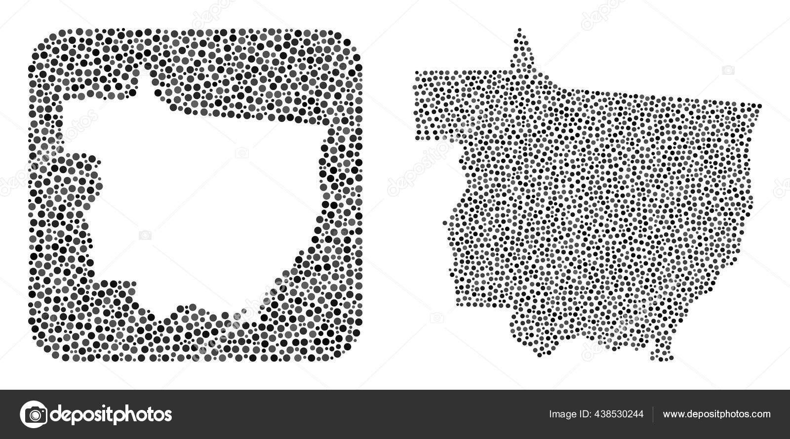 Map of Mato Grosso State - Dot Collage with Subtracted Space Stock ...