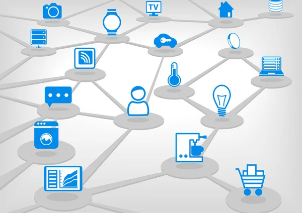 IOT (internet of everything) vector illustration. 3D connection of ...