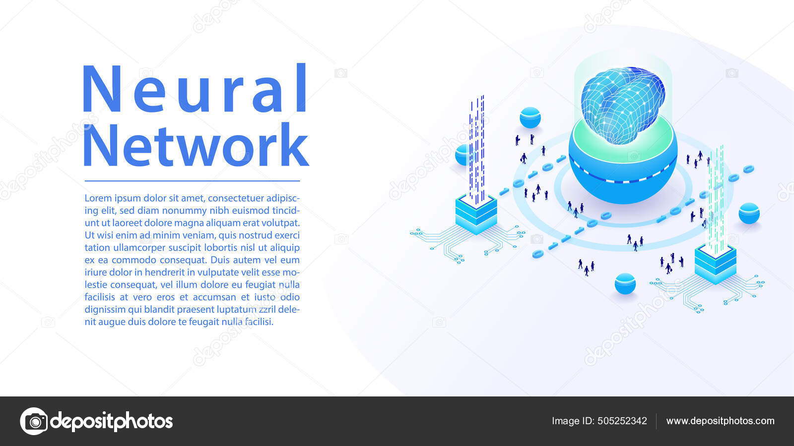 Neural Network Vector Infographic Wide Web Banner Layout Notebook Data ...