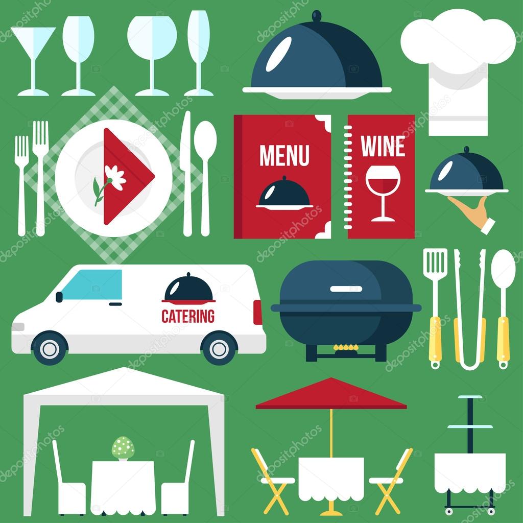 Catering equipment icons, flat style. Stock Vector Image by ©dmirgorod ...